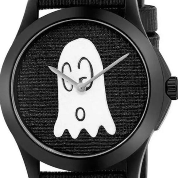 Gucci | Accessories | Gucci G Timeless Black Watch With Ghost Motif ...